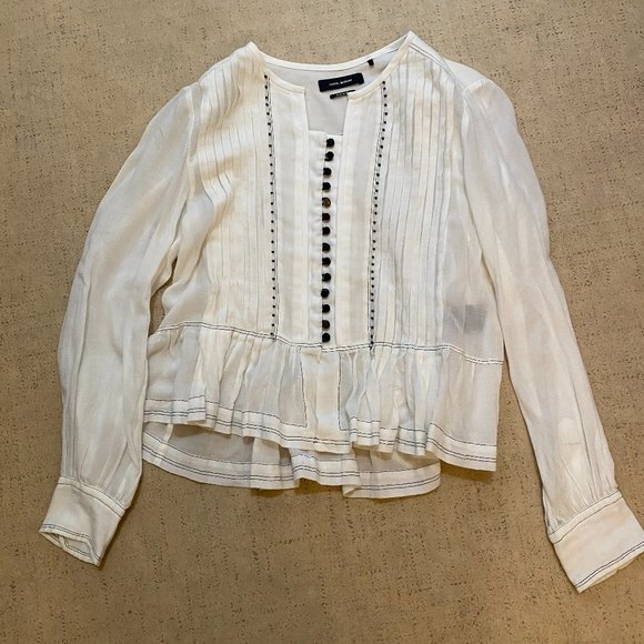Isabel Marant | Tops | Isabel Marant Pleated Ruffle Swing Peasant ...
